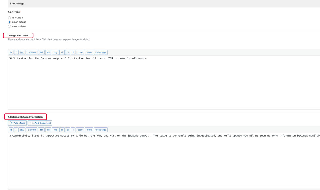 How to Update System Status